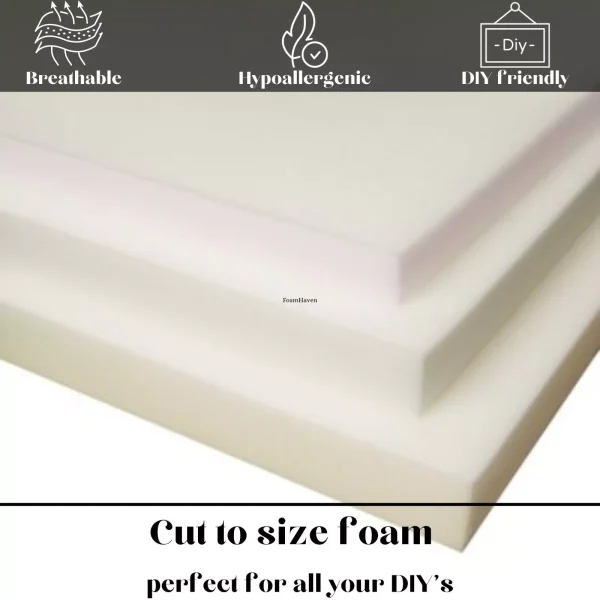 High Density Upholstery Foam, Cut to Size Replacement Sofa Sheet 1″ 2 ...